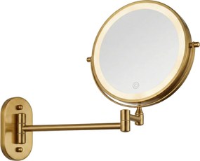 Rea Kosmetické zrcadlo ⌀20 cm s regulovatelným LED osvětlením HOM-70001 Gold Old - kartáčovaná zlatá