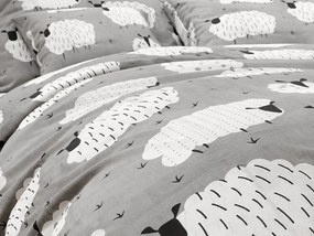 Krepové povlečení WHITE SHEEPS POLY šedé Rozměr povlečení: 2 ks 70 x 90 cm | 200 x 220 cm