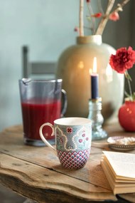 Pip Studio Flower Festival hrnek 350ml, červeno-modrý (hrnek z tenkostěnného porcelánu)