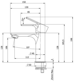 Sapho - Umyvadlová baterie PAX 16,5 cm lesklý chrom