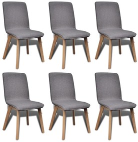Jídelní židle 6 ks světle šedé textil a masivní dubové dřevo - Default Title