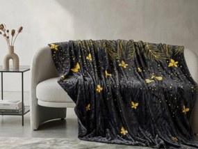 Mikroplyšová deka VISATA, černá Rozměr: 160 x 200 cm