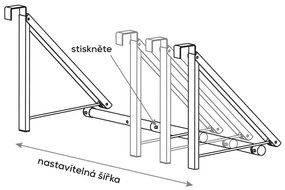 Orion Roztahovatelný, závěsný, skládací věšák na dveře s tyčí, 44-60cm