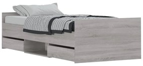 vidaXL Rám postele s hlavovým a nožním čelem šedý sonoma 90 x 190 cm