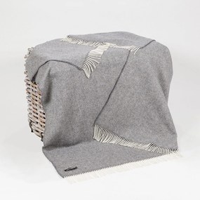 Deka Merino vlna / kašmír Grey Herringbone 180 x 136 cm John Hanly