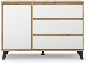 Komoda Borg 1d3s dub artisan / bílá