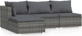 4dílná zahradní sedací souprava s poduškami šedá polyratan 317512