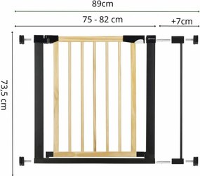 Bezpečnostní zábrana 75-89 cm SPRINGOS BABYLOCK hnědá/černá