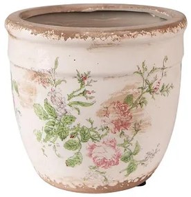 Keramický květináč VINTAGE FLOWERS Clayre &amp; Eef 6CE1541M