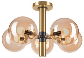 Lamkur Lustr na tyči ROLLO 5xE14/5W/230V zlatá/kouřová béžová LM-5.218/ZŁOTY/E14