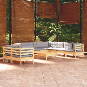 vidaXL 10dílná zahradní sedací souprava podušky masivní borovice [3096904] Barva: Krémová a antracitová