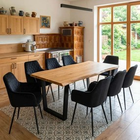 Vikio Jídelní set pro 8 osob 180x90 cm dub noha U černá židle s područkami VJS168-8C