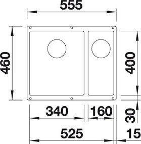 Granitový dřez Blanco SUBLINE 340/160 U aluminium s excentrem dřez vpravo 520404