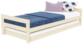 Benlemi Rostoucí dřevěná jednolůžková postel SWITCH 2v1 s čely a přistýlkou Zvolte barvu: Pastelově růžová, Zvolte rozměr: 90x180 cm