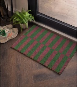 Rohožka z kokosového vlákna 40x60 cm Pink &amp; Green Half Stripes – Artsy Doormats