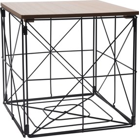 Drátěný odkládací stolek s dřevěnou deskou