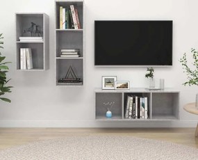 vidaXL 3dílný set TV skříněk dřevotříska [3079630] Barva: šedá s vysokým leskem