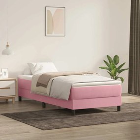Postel Box Spring bez matrace růžový 90x220 cm samet 3315860