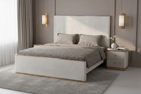 Noční stolek Stilig ST891 55 cm ekokůže béžovošedý/zlatý
