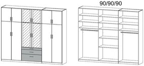Šatní skříň Hildesheim, 271 cm, bílá/bílá