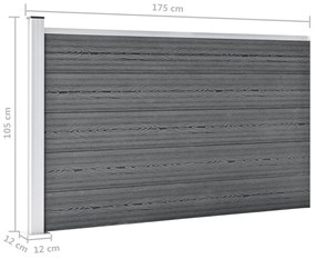 Zahradní plot WPC 175 x 105 cm šedý,  49075