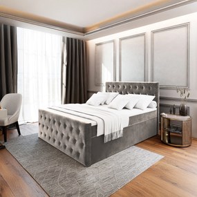 SFAB Kontinentální čalouněná postel FONT (140 x 200 cm) Barva látky: Světle šedá (Casablanca 14)