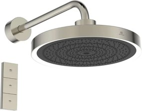 Ideal Standard Idealrain Solos - Hlavová sprcha s připojením, průměr 33 cm, 3 proudy, s LED osvětlením, Silver Storm A7890GN