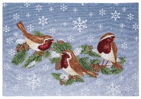 SCANquilt prostírání MOTIV ptáčci, šišky modrohnědá prostírání cca 30 x 45 cm