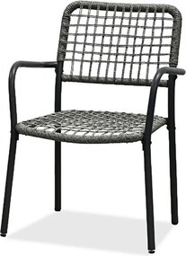 Balkónový set 1+2, stůl, židle umělý ratan barva antracit, kov antracit (58 x 57) cm