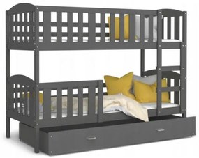 Dětská patrová postel KUBU 200x90 cm ŠEDÁ ŠEDÁ