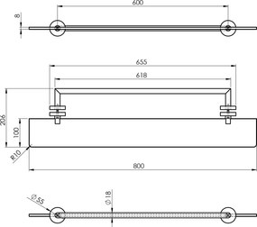 Polysan X-Round police s držákem osušky na skleněnou zástěnu chrom XR458
