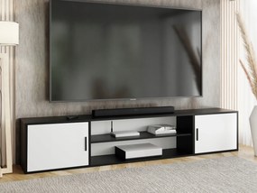 TV skříňka ROJO 4 černý + bílý otevřená TV skříňka s policí