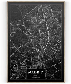 Obraz Mapa Madrid 30 x 40 cm - napnuté plátno na dřevěném rámu