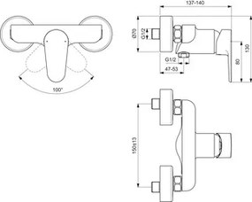 Ideal Standard Cerafine O - Sprchová baterie nástěnná, Černá matná BC499XG