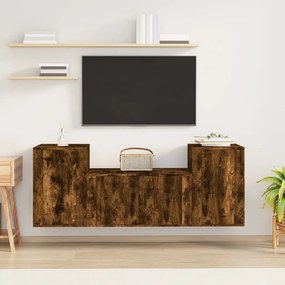 3dílný set TV skříněk kouřový dub kompozitní dřevo 3188507