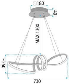 Toolight Toolight, LED závěsné osvětlení 120cm, 48W, 3000K, LHJ036-CP, zlatá, OSW-50016