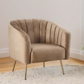 Designové křeslo, hnědá Velvet látka/gold chrom-zlatý, BAGY