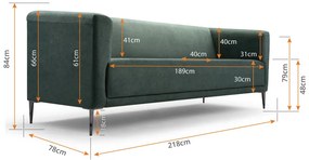 IDZ Pohovka DOLTONE - 218 x 80 cm Barva látky Vena: Vena 20 (černá)