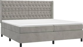 Box spring postel s matrací světle šedá 200x200 cm samet 3132879