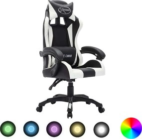 vidaXL Herní židle s RGB LED podsvícením umělá kůže [288002] Barva: Bílá a černá
