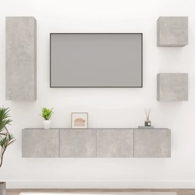 5dílný set TV skříněk betonově šedý kompozitní dřevo 3114441