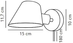 Nordlux 2220381003 Stay, černé nástěnné svítidlo 1xE27 s yvpínačem, průměr 15cm