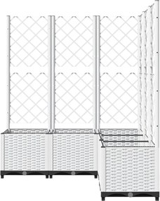 Zahradní truhlík s treláží bílý 120 x 120 x 136 cm PP 153288