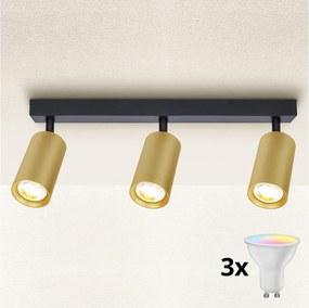 Brilagi - LED Stmívat. bodové svítidlo SELE GOLDEN 3xGU10/6W/230V černá/zlatá