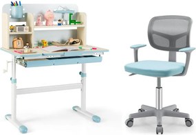 Costway Dětský psací stůl výškově stavitelný + dětský set židlí, chlapecká židle