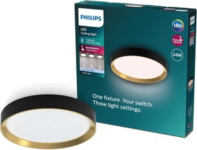 Philips hanno stropní svítidlo led, 24 w, 2800 lm, 4000 k, sceneswitch, černé/zlaté