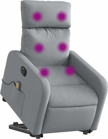 Elektrické zvedací masážní polohovací křeslo světle šedé textil 3206726