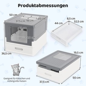 Costway Skládací box na stelivo s víkem a výsuvným tácem a předním vstupem