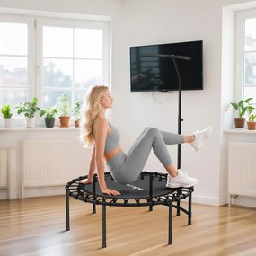 SPORTNOW Rebounder trampolína, 5stupňově nastavitelná rukojeť, workout trampolína, černá