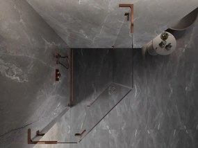 Mexen Lunar, L pětiúhelníkový sprchový kout naklápěcí doleva 80 x 100 cm, 8mm čiré sklo, profil růžové zlato, 831L-080L-100P-60-00-L